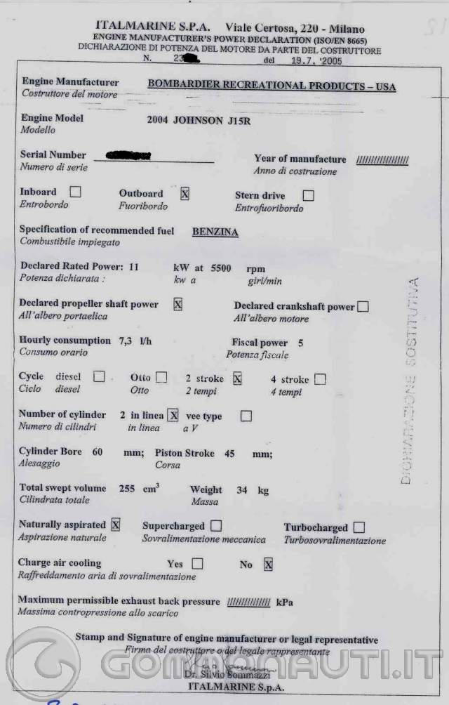 DUPLICATO LIBRETTO MOTORE (LEGGERE: RISPOSTA DA C.P.) [PAG. 4]